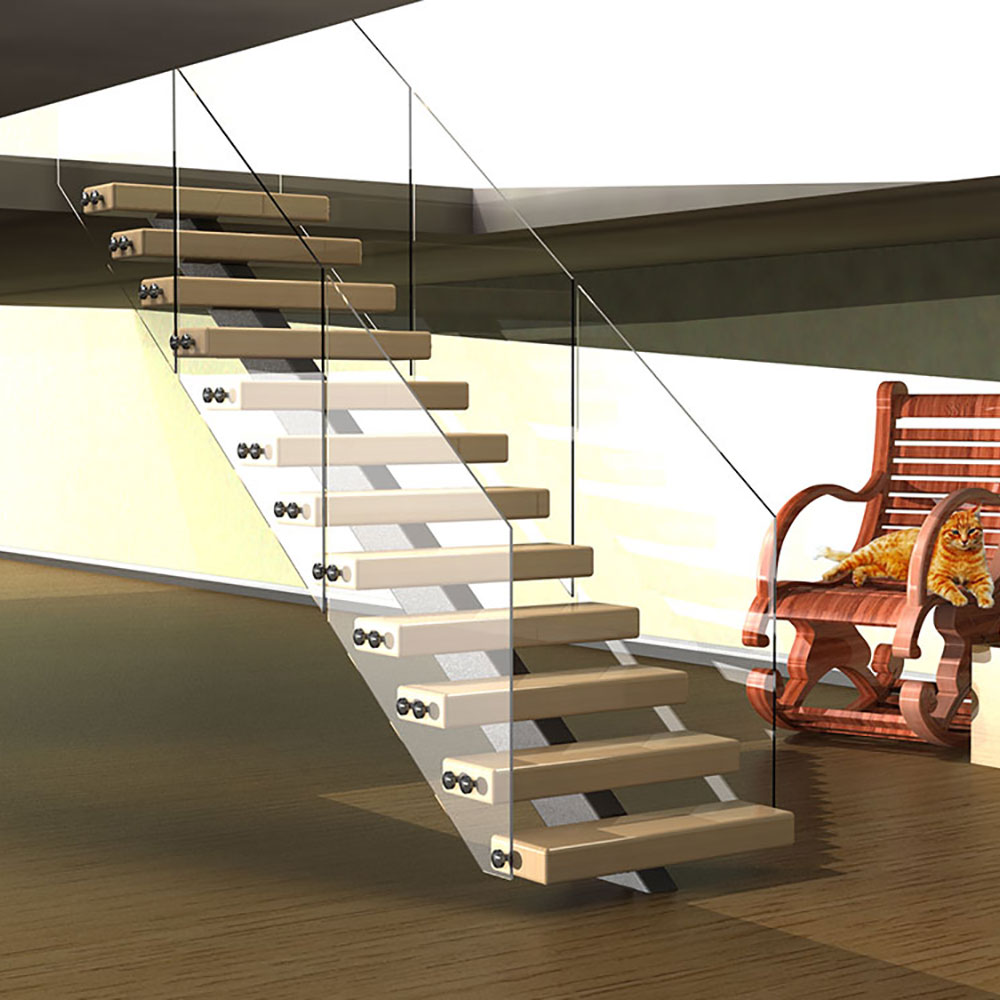 Bespoke Glass Staircase Design Service Straight Flight String Floating ...